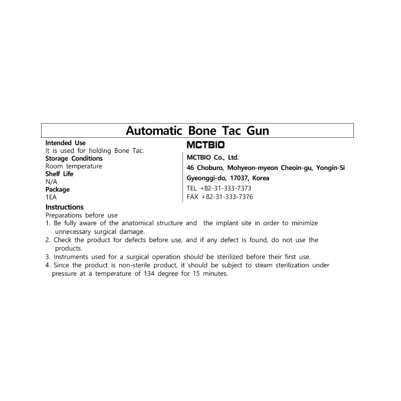 AUTOMATIC BONE TAC GUN